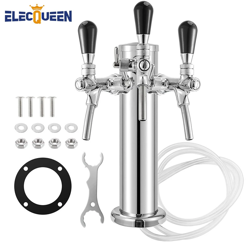 Draft Beer Tower With 3 Adjustable Beer Taps,top Quality Polished 3-way ...