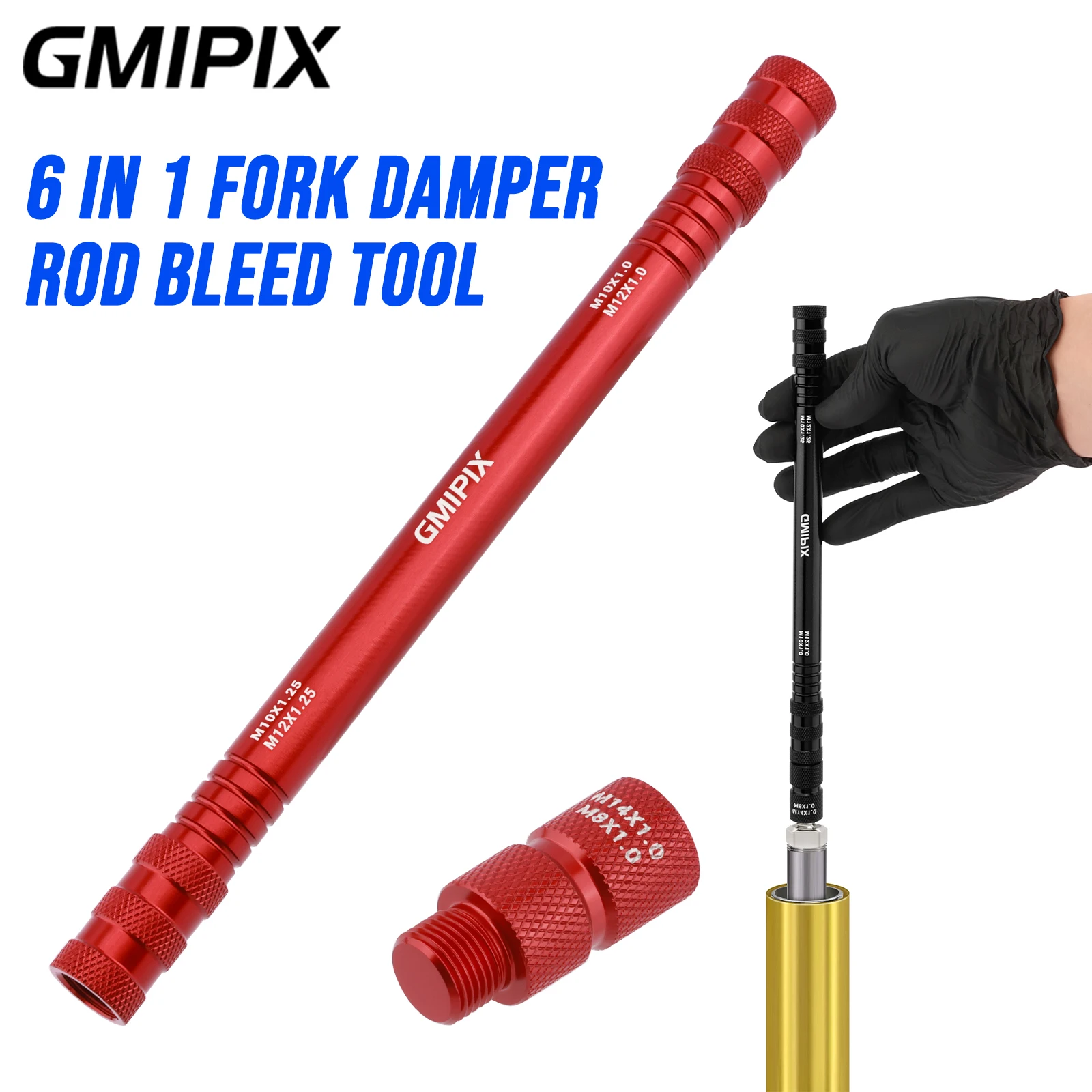 GMIPIX Motorcycle 6 in 1 Fork Damper Rod Bleed Repair Tool M10 x 1.0/1. ...