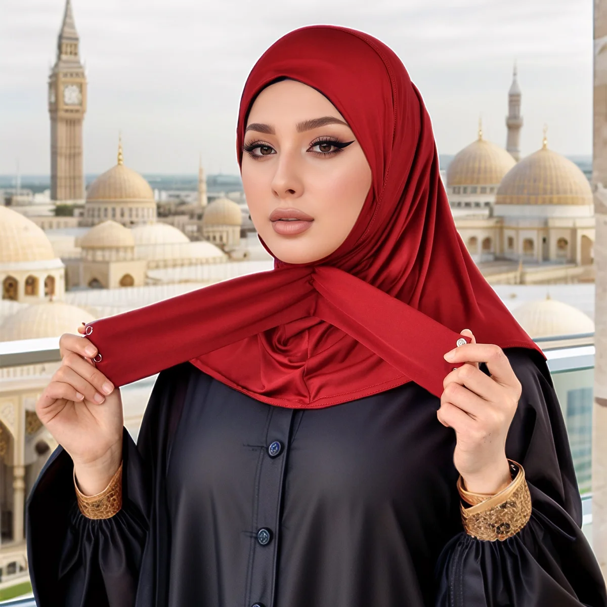 Turkish Ready to Wear Hijab with Snap Fastener Muslim Headscarf Bonnet ...