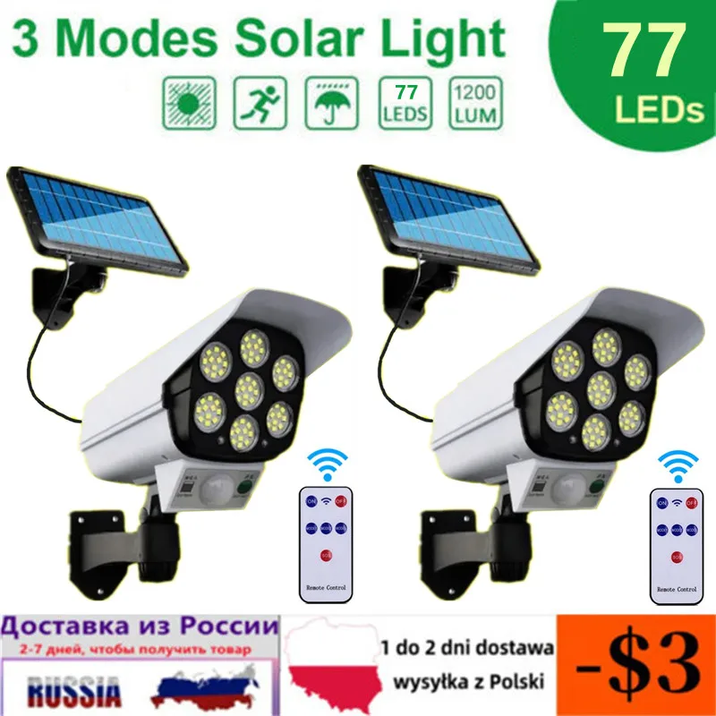 77-LED-Solar-Light-Camera-Motion-Sensor-Security-Dummy-Outdoor-Flood ...