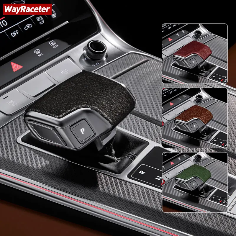 Top-Goat-Skin-Leather-Wrapping-ABS-LHD-Gear-Shift-Knob-Cover-For-Audi ...