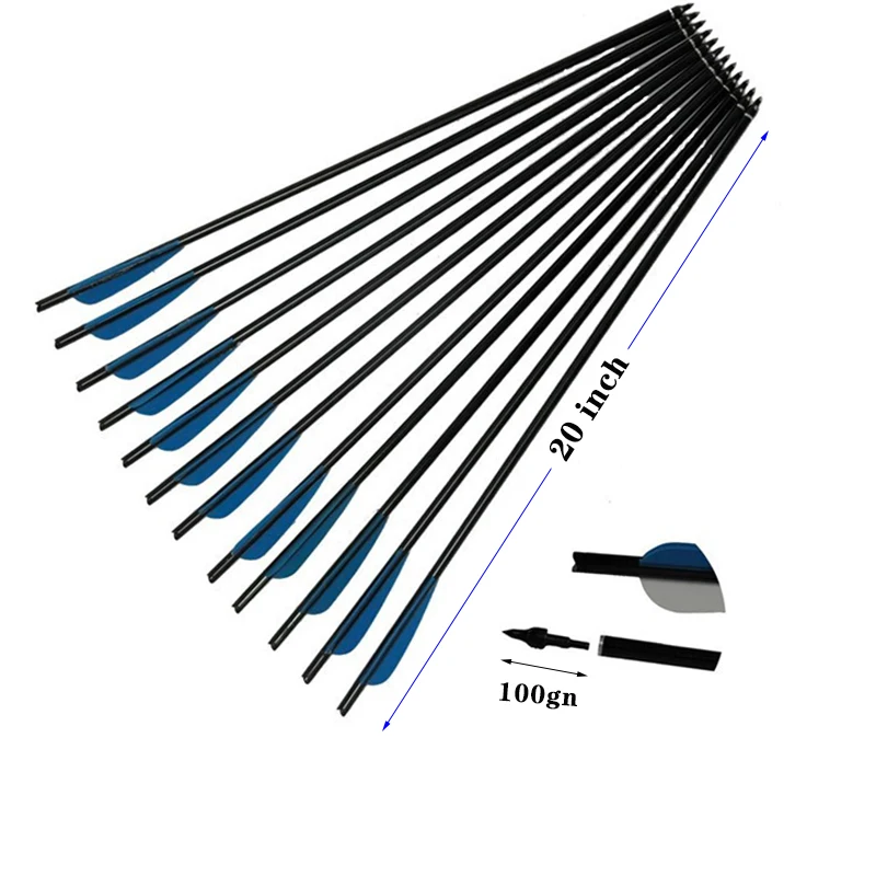 6/12 pçs 20 Polegada besta seta curta 100 grãos com rosca seta para ...