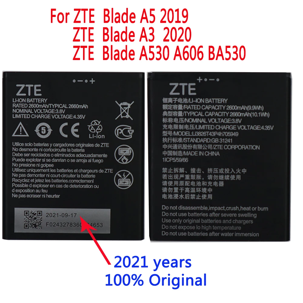 New Original 2660mAh Li3826T43P4h705949 Battery For ZTE Blade A5 2019 ...