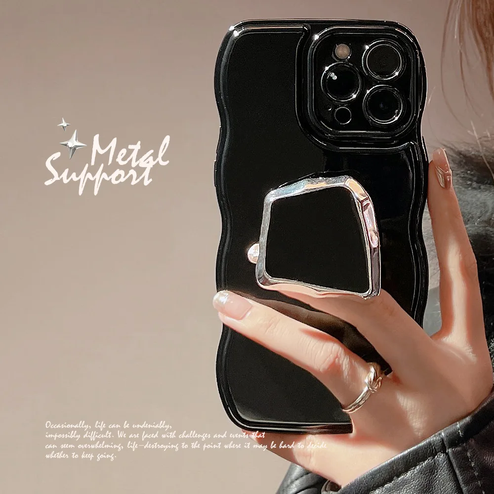 Black+Geometric Support Phone Case For iphone15 14 13 12 11 Pro Max X ...