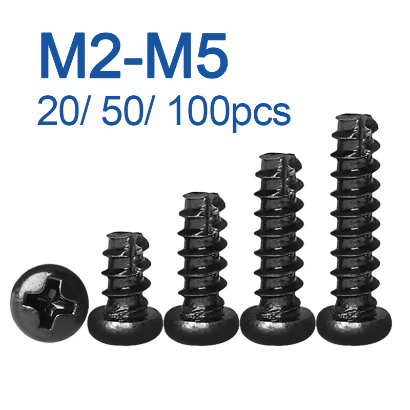 M2 M2.3 M2.6 M3 M4 M5 PT Pan Round Head Self Tapping Wood Screw Tail Cut Phillips Cross Recessed ...