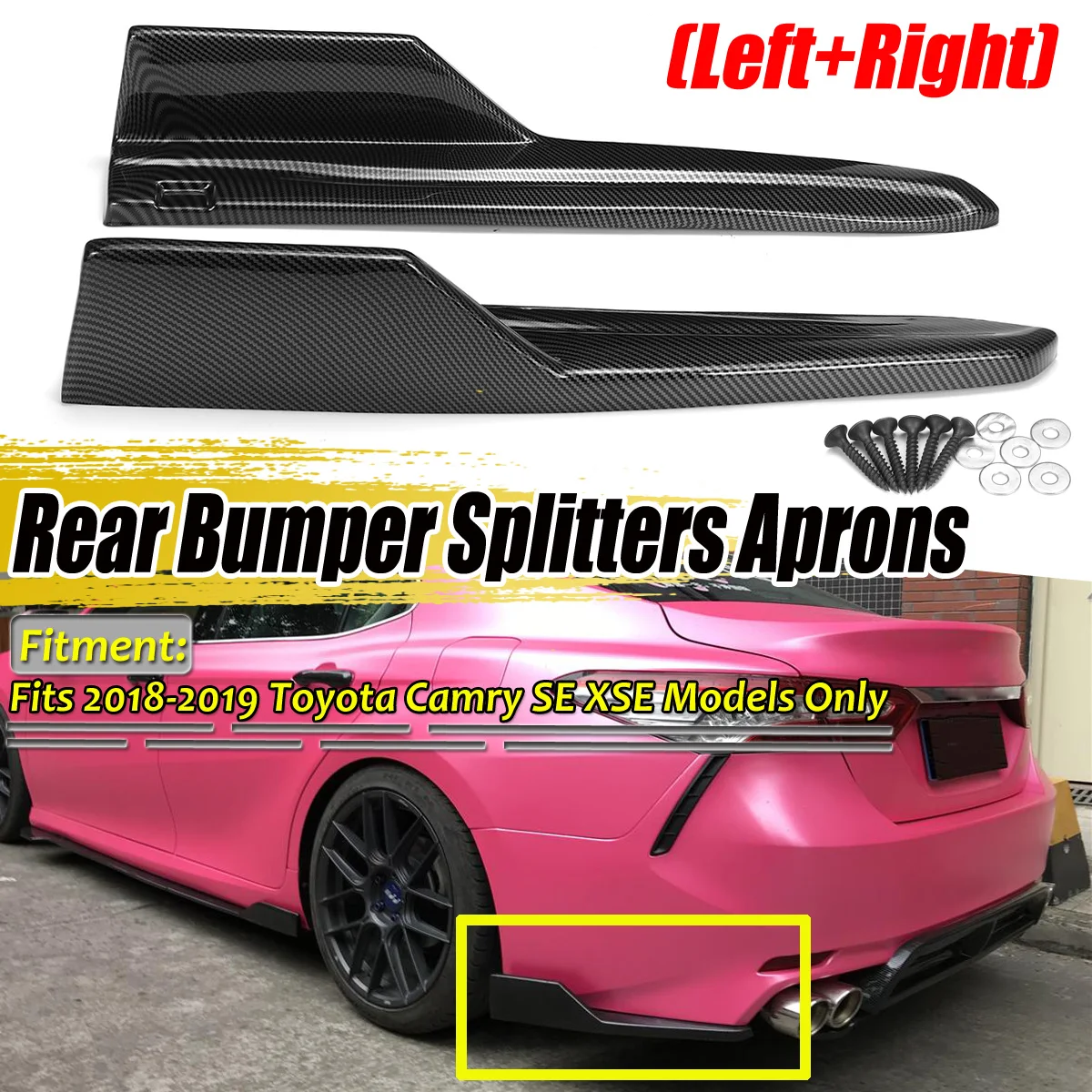 Carbon-Fiber-Look-Black-2x-Car-Rear-Bumper-Splitters-Lip-Diffuser ...