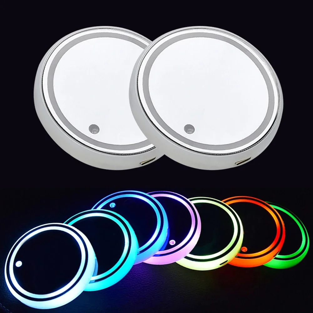 2Pcs-Universal-Led-Car-Cup-Holder-Bottom-Pad-LED-Light-Cover-Trim ...