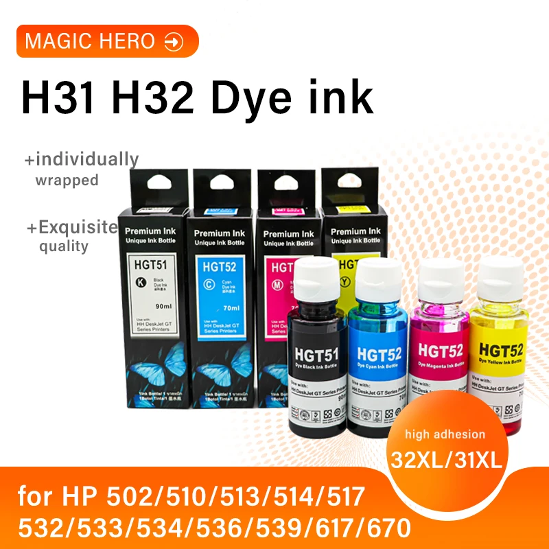 31XL 32XL Dye ink For HP Smart Tank 502/510/513/514/517/532/533/534/536 ...