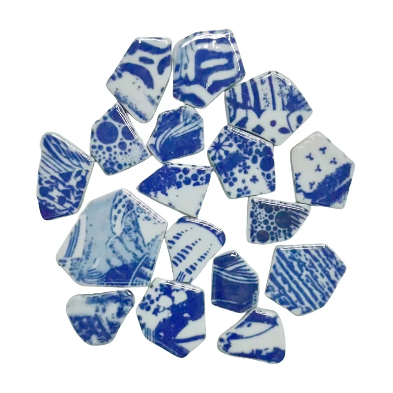 Mosaicos de porcelana poligonales de color azul y blanco de 127 gramos ...