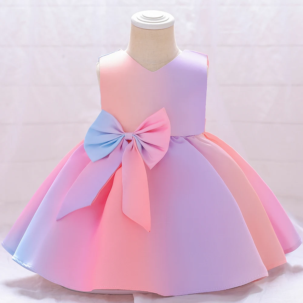 Vestido-gradiente-de-colores-para-beb-y-ni-a-traje-de-princesa-con-lazo ...
