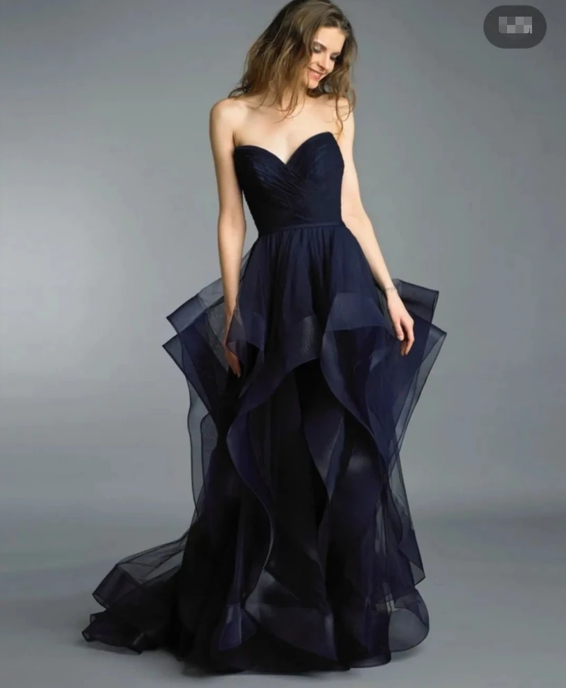 A-Line-Tulle-Prom-Dress-Sweet-Heart-Neck-Evening-Dress-Strapless-Open ...