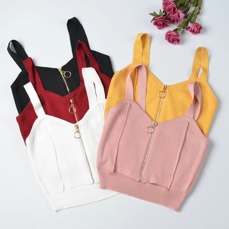 Women-Summer-Sexy-Zipper-Hollow-Out-Tank-Tops-Sports-Split-Solid ...