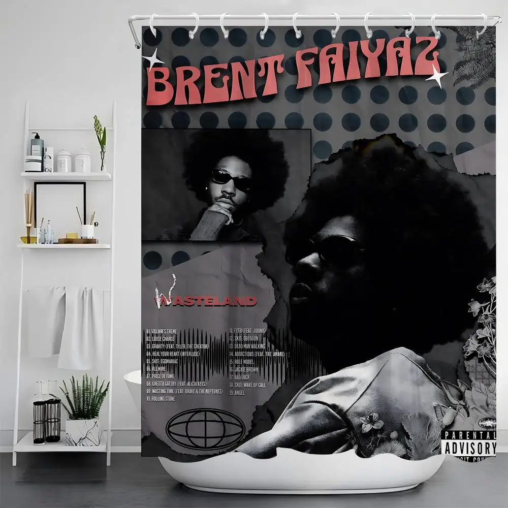 Singer B-Brent Faiyaz 1pc Pattern Shower Curtain Plus Hooks Waterproof ...