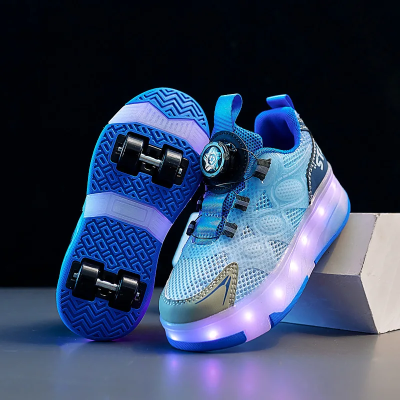 Summer Skate Shoes Children's Roller Skating Shoes 4 Wheel Charging ...