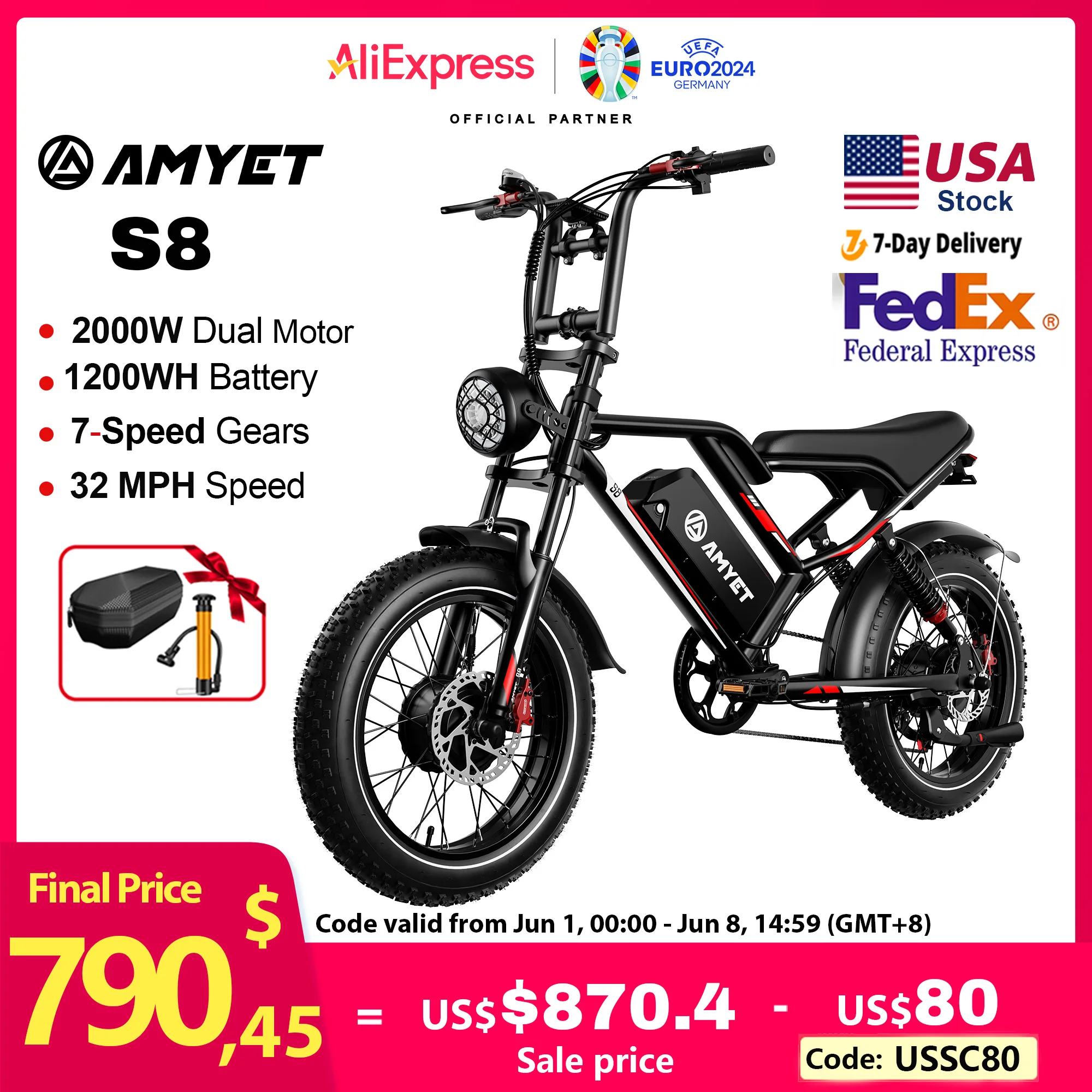 AMYET-S8-Adults-Electric-Bike-For-Men-2000W-Dual-Motor-Bicycle-48V-25AH ...
