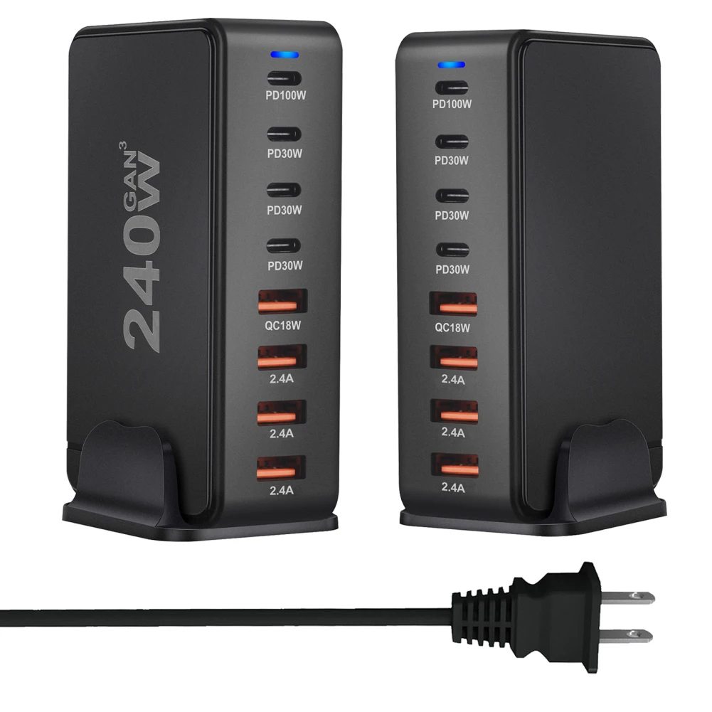 240W-GAN-8-Port-USB-Charging-Hub-4C-4A-EU-UK-Plug-Multifunctional ...