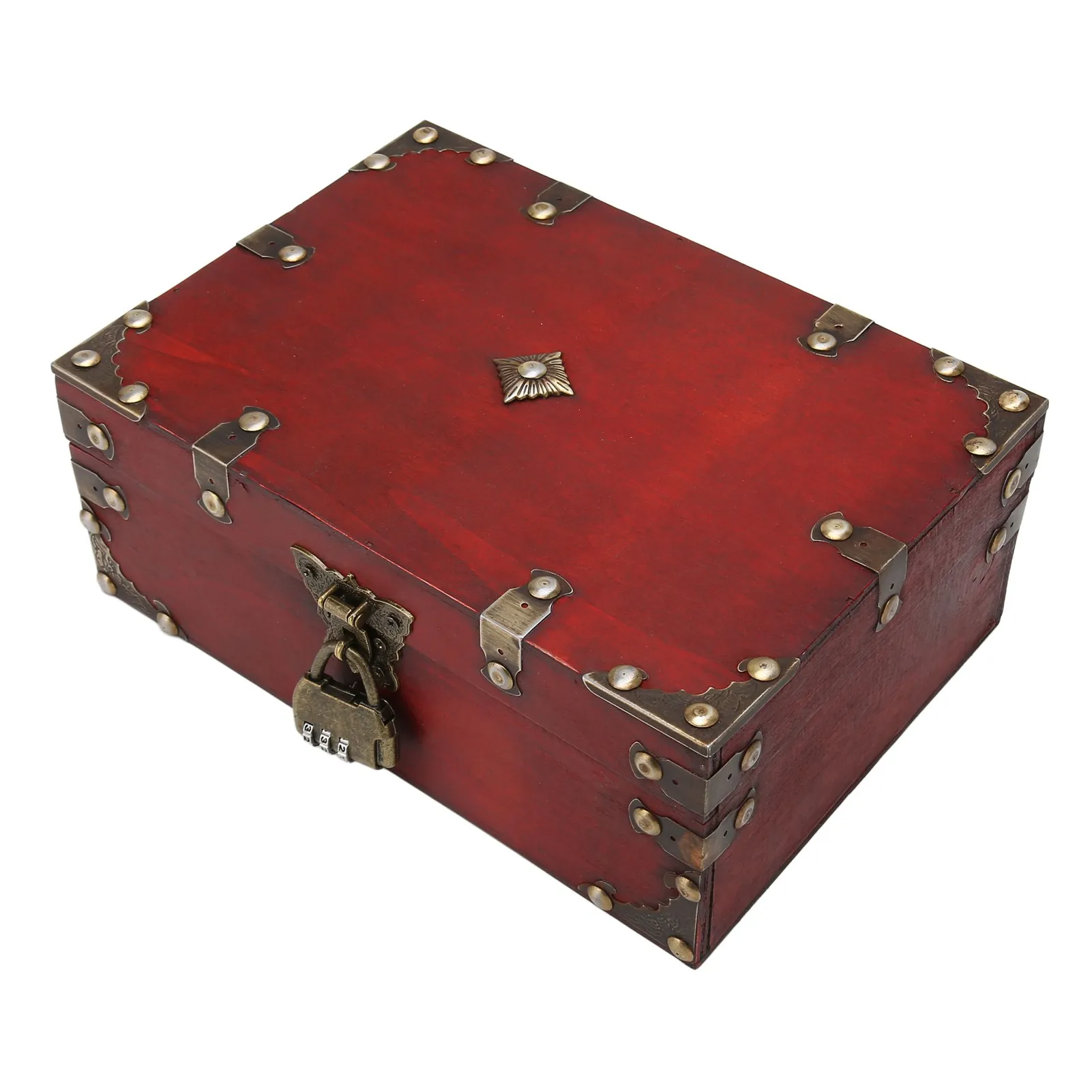 Wooden Teasure Chest Box Retro Large Capacity Wood Multi Purpose ...