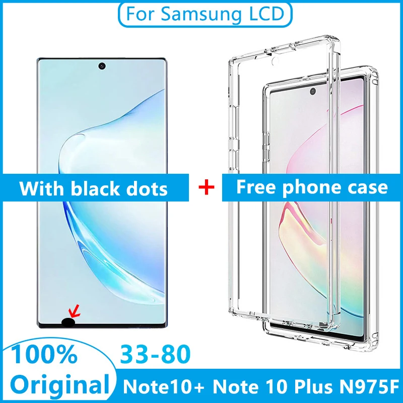 삼성 갤럭시 노트 10 플러스용 오리지널 디스플레이, 프레임 포함, 6.8 인치 노트 10 + SM-N975F/DS N975A ...