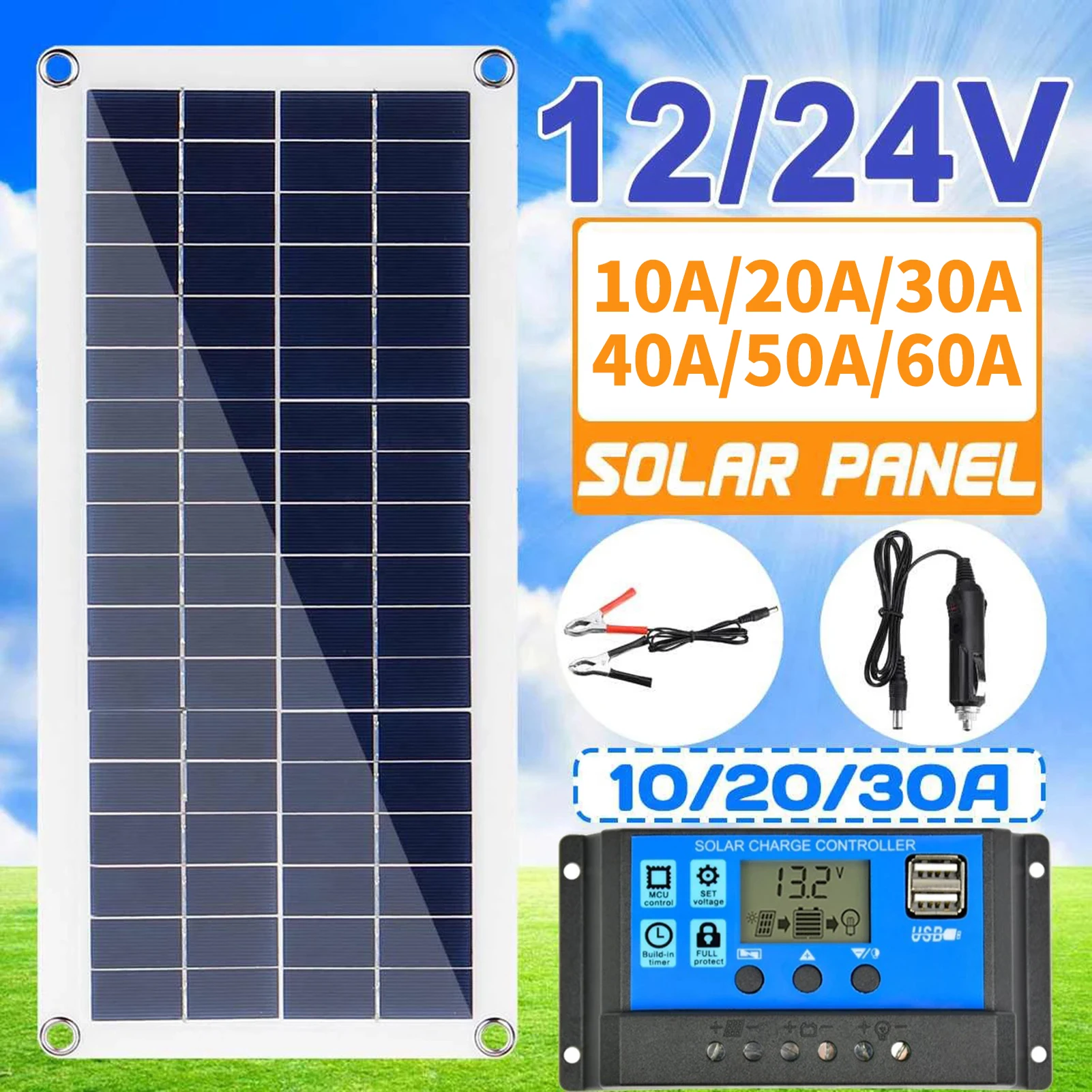 300W Solar Flexible Panel Kit 12V Switch USB Charging Interface Solar ...