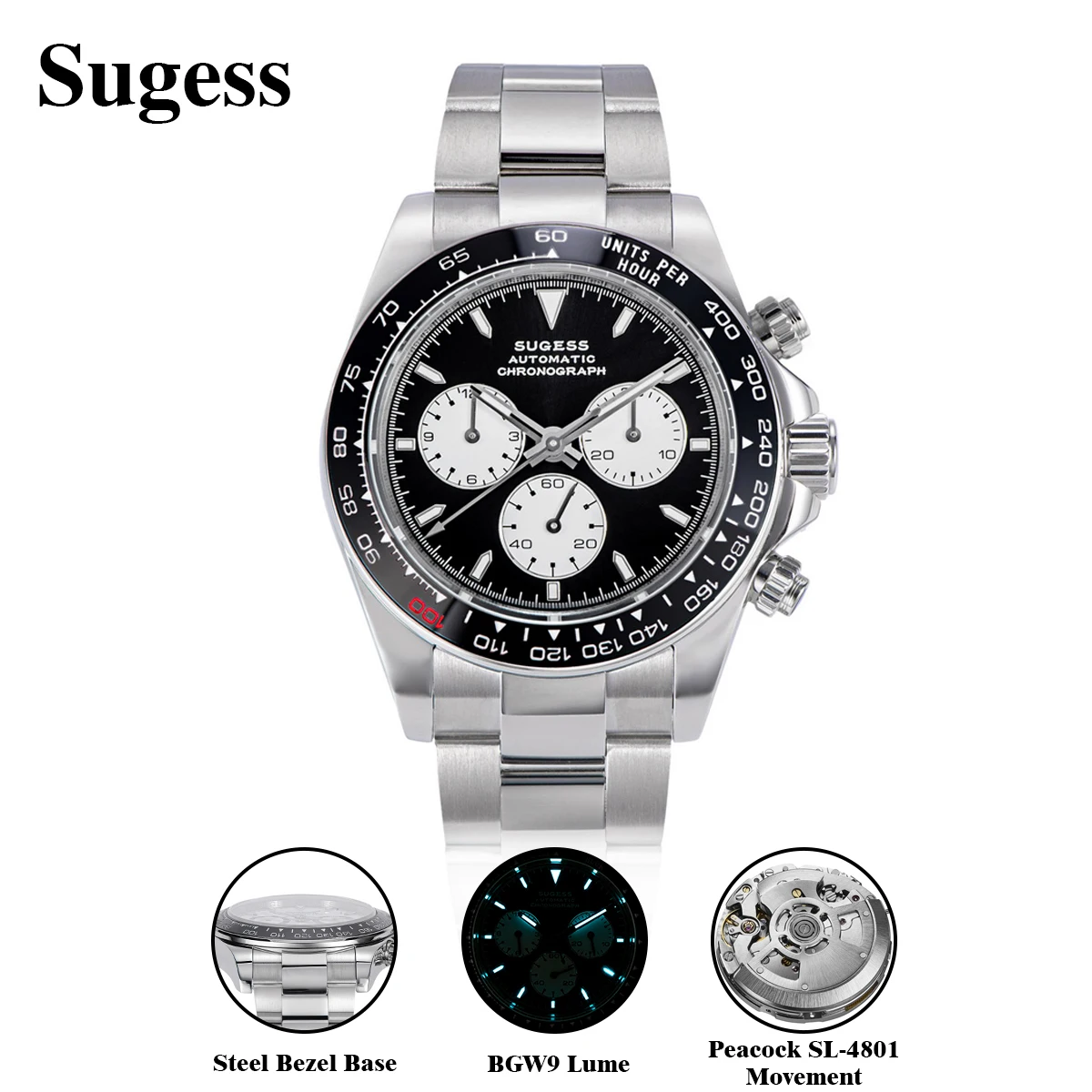 Sugess-Panda-Diver-cronografo-orologio-da-uomo-automatico-pavone-SL ...