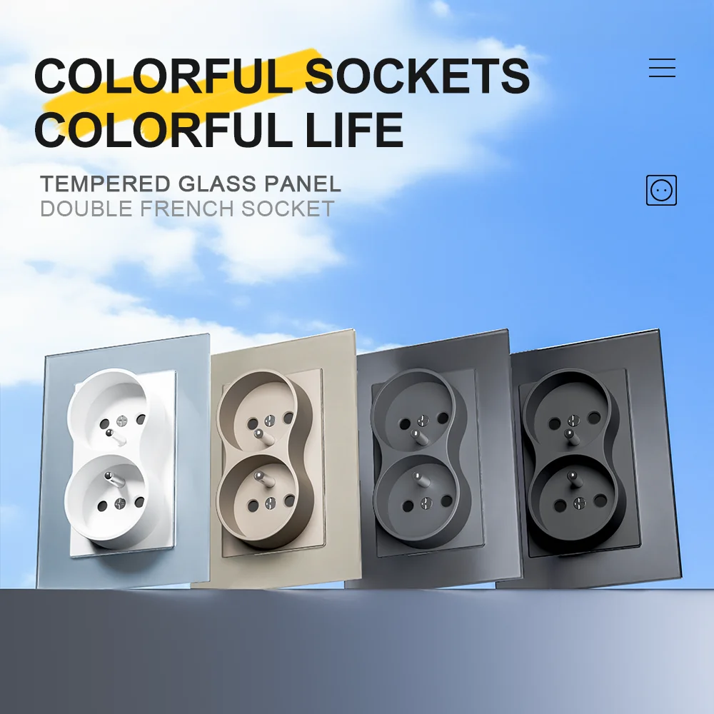 European-standard-double-French-socket-86-86mm-black-and-white-gold ...