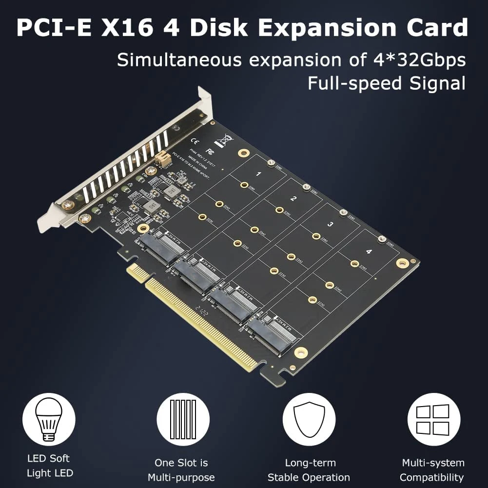 4-Port-NVMe-to-PCIE-Adapter-Card-M-2-NVME-to-PCIe-X16-Adapter-4X32Gbps ...