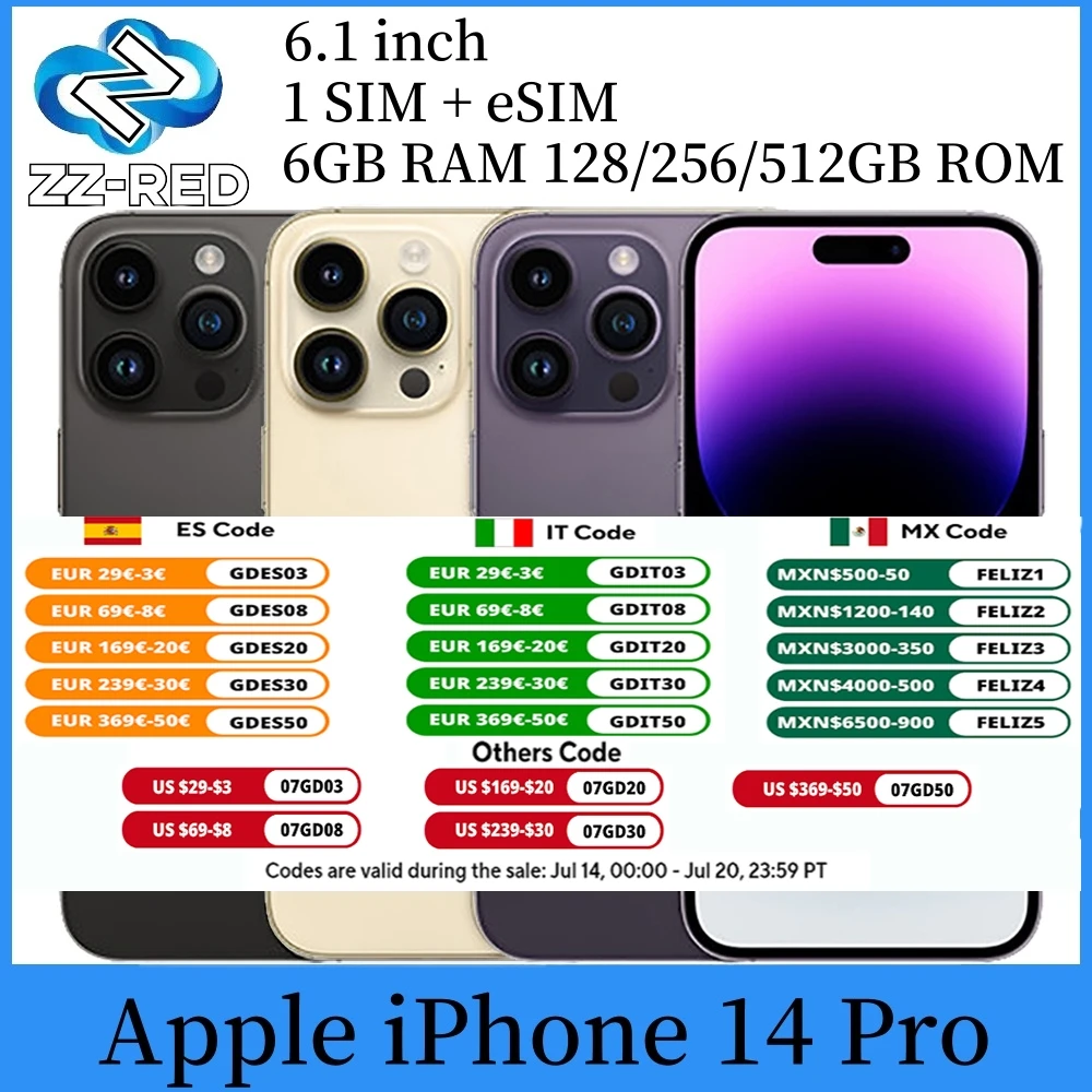 Apple-tel-fono-inteligente-iPhone-14-Pro-128GB-256GB-512GB-ROM-6GB-c ...