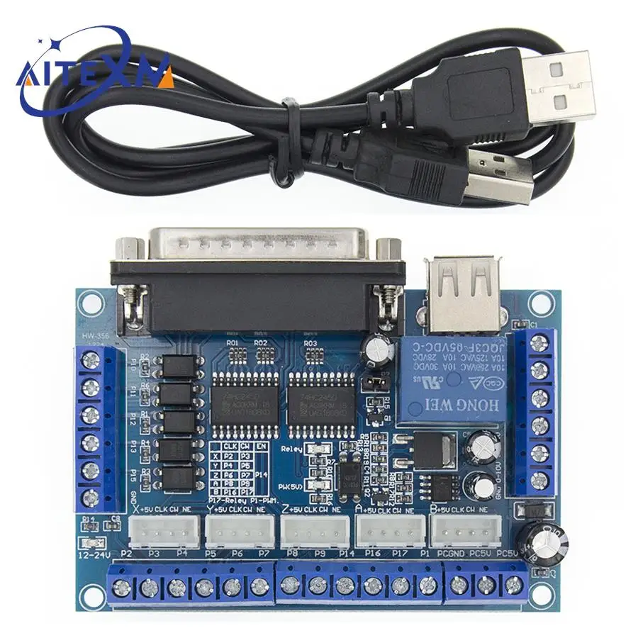 MACH3-Interface-Board-CNC-5-Axis-With-Optocoupler-Adapter-Stepper-Motor ...