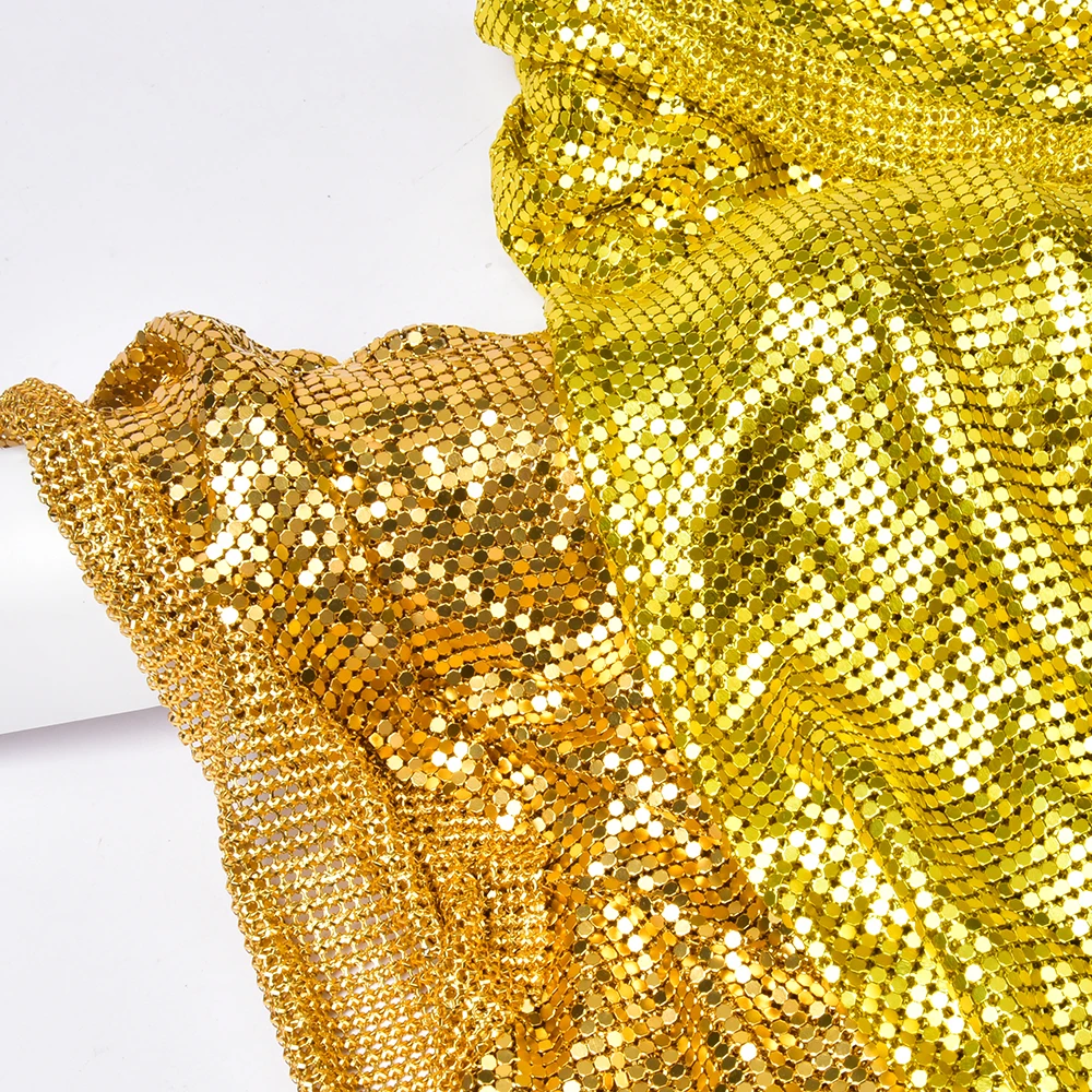 Gold Sequin Mesh Fabric