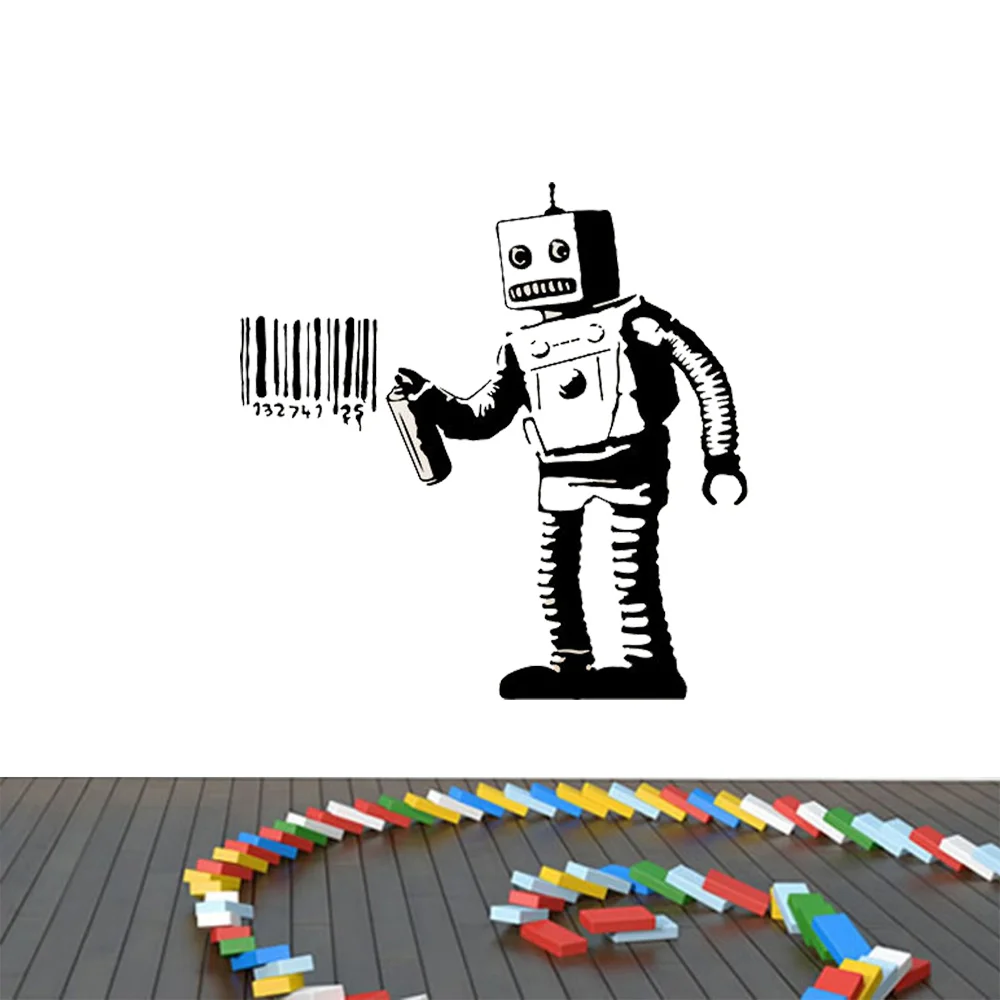 Graffiti Wall Art Banksy Barcode Robot Wall Sticker - Street Art ...