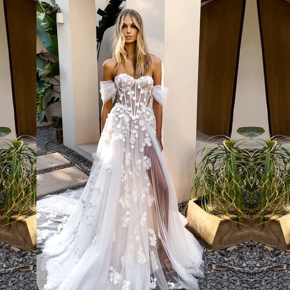 A-Line-Wedding-Dress-Off-the-Shoulder-Strapless-Sweetheart-Neckline ...