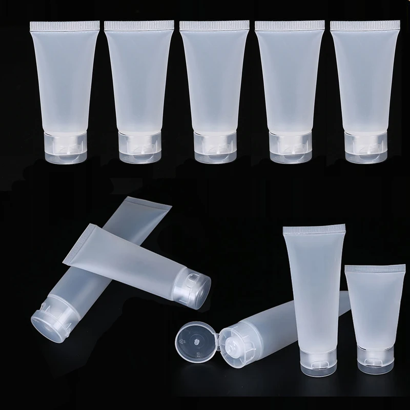 10Pcs-5-100ml-Empty-Frosted-Cosmetic-Soft-Tubes-w-Flip-Lids-Matte-Clear ...
