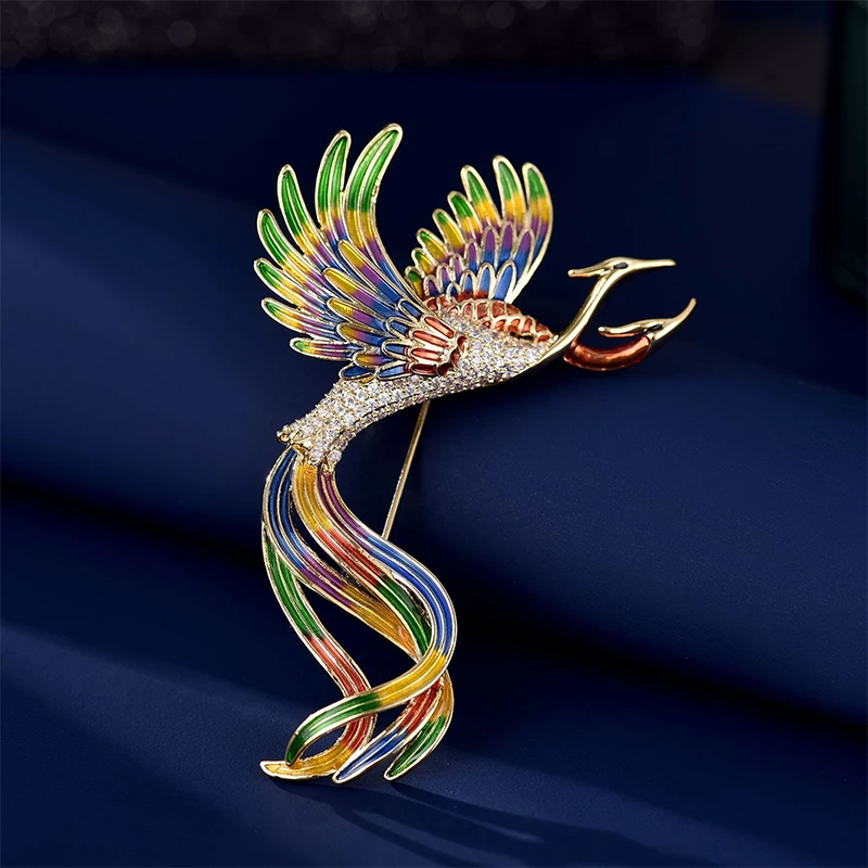 Trendy-Gold-Color-Phoenix-Metal-Brooches-For-Women-Crystal-Alloy-Animal ...