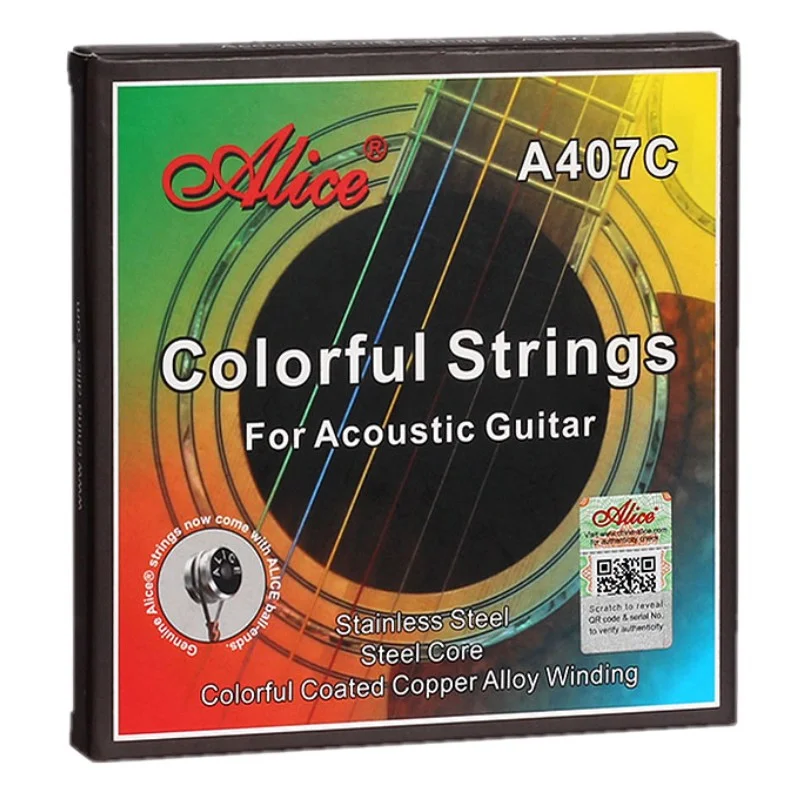 Original-Alice-A407C-Colorful-Acoustic-Guitar-Strings-1st-6th-Guitarra ...