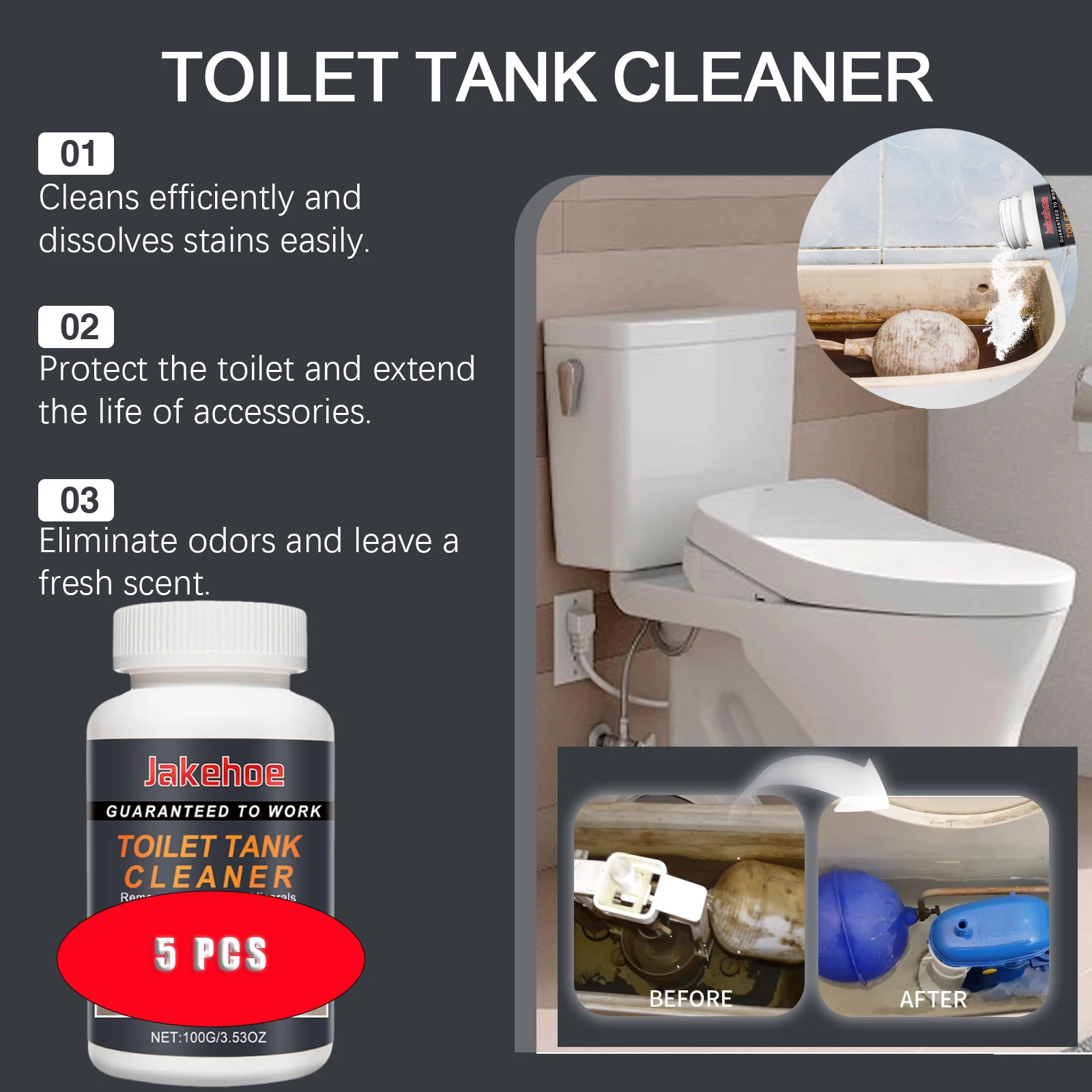 5pcs Toilet Tank Cleaner Powder Household Toilet Bowl Urine Stain ...