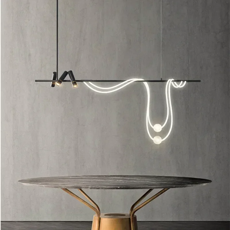 Nordic Designer Light Luxury High-end Sentimental Long Chandelier ...