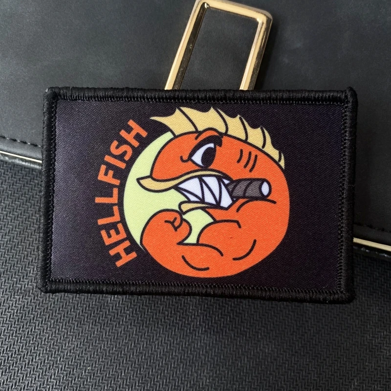 HELL-FISH-Logo-Weaving-Mark-Patches-Badge-Hellfish-Outdoor-Backpack ...