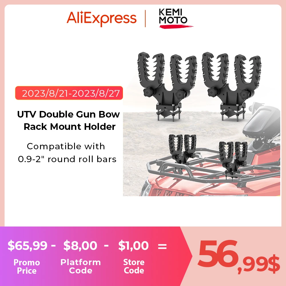 KEMIMOTO-Round-Square-Bar-ATV-UTV-Double-Gun-Bow-Rack-Mount-Holder ...