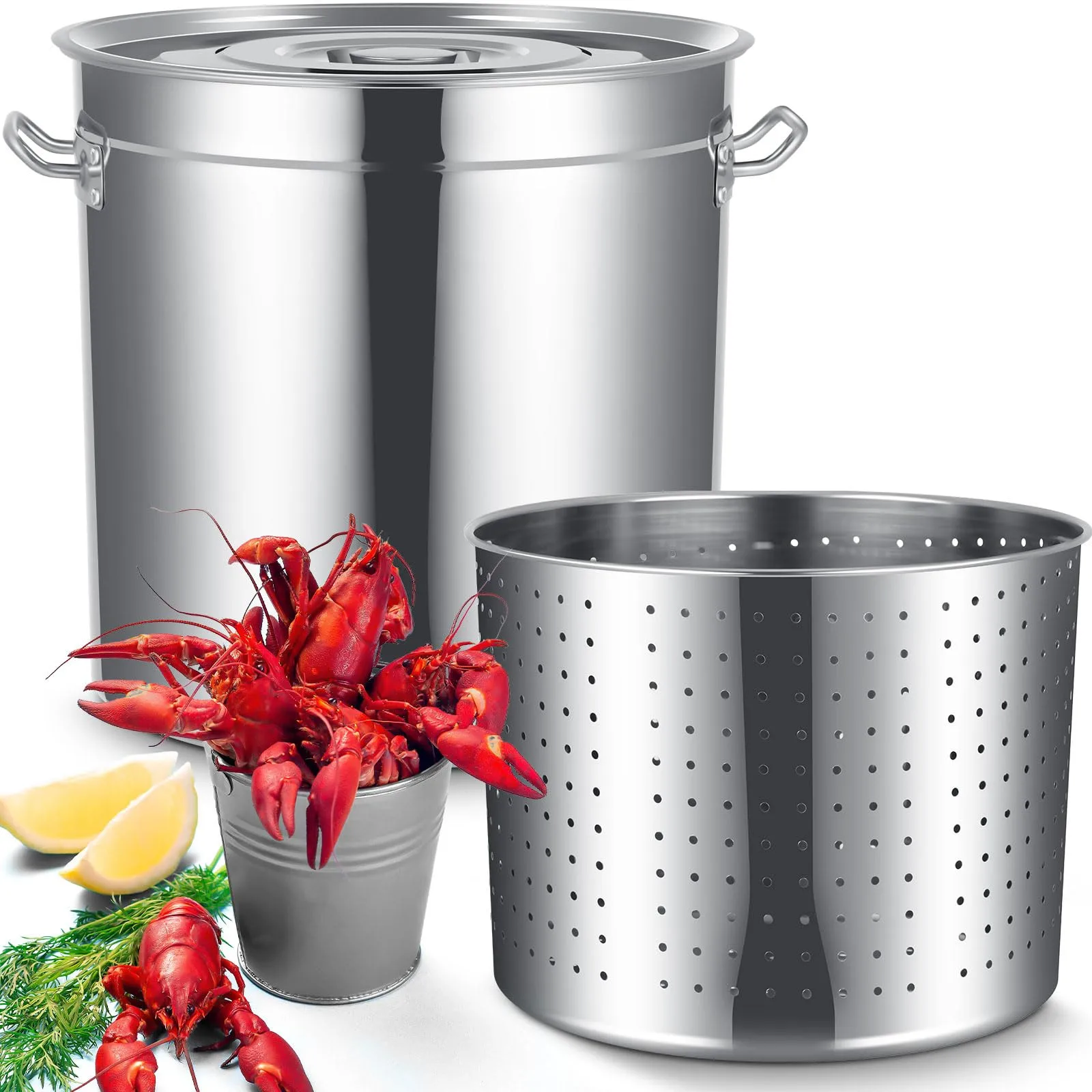 Olla-de-acero-inoxidable-de-30cm-con-colador-cesta-para-hervir-mariscos ...