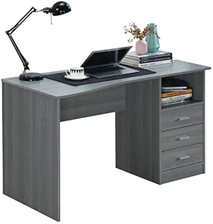 Techni-Mobili-RTA-8404-GRY-Classic-Computer-Desk-with-Multiple-Drawers ...