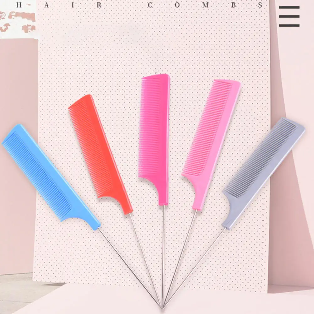 21-2-5cm-Fashion-Multicolor-Fine-tooth-Comb-Metal-Pin-Point-tail ...