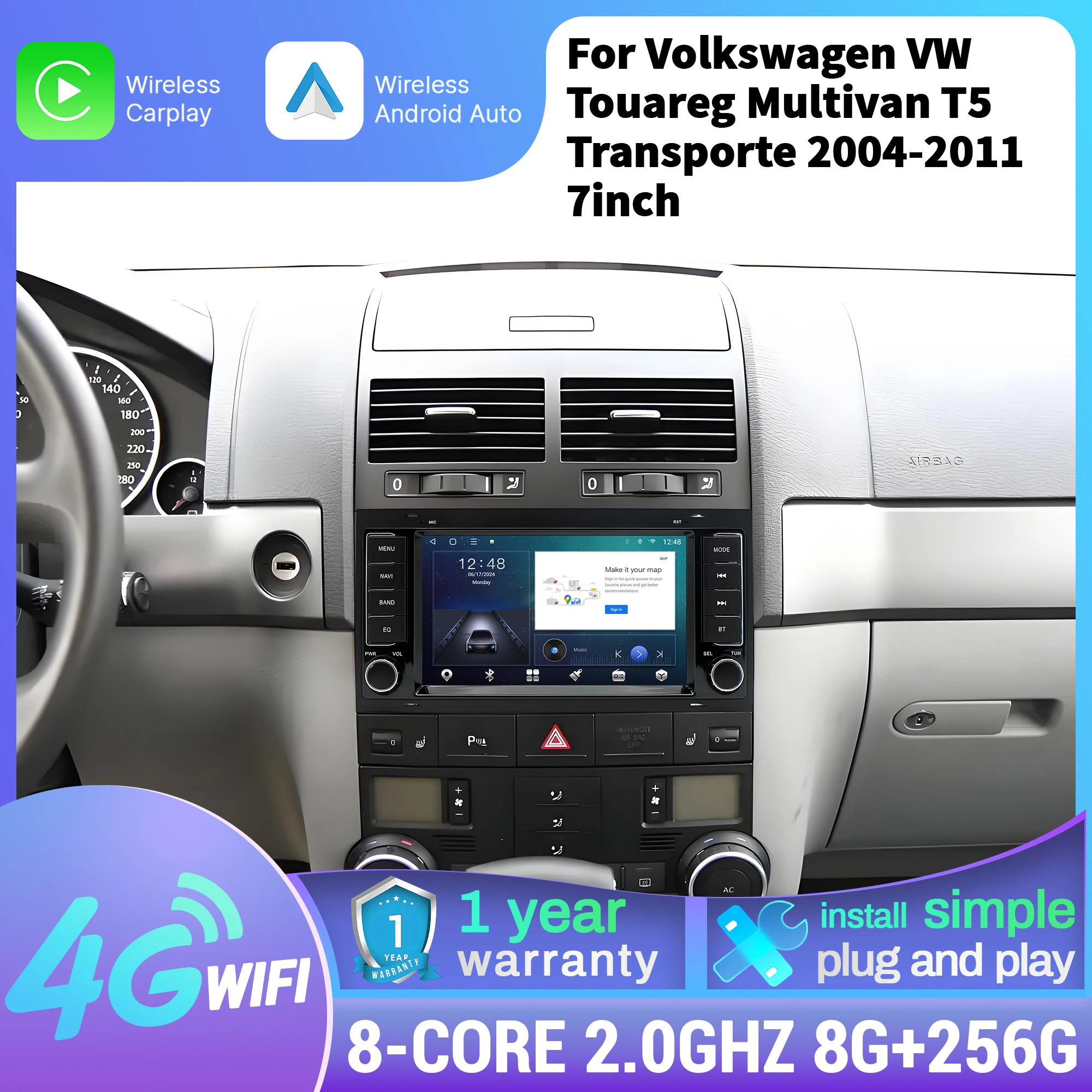 7 inch Car Radio For Volkswagen VW Touareg Multivan T5 Transporte 2004 ...
