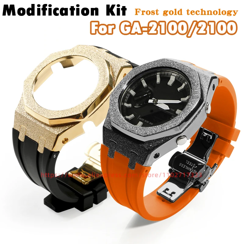 Frosted Gold GA2100 GA2110 GAB2100 Mod Kit For Casioak Watch Metal Case ...