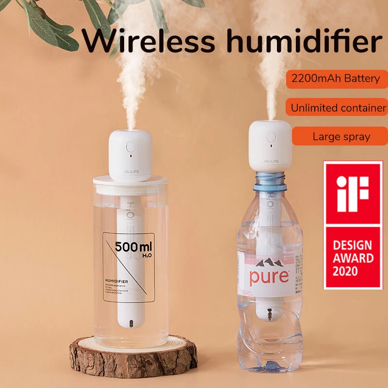 Jisulife Mini Wireless Air Humidifier Portable Silent Aroma Diffuser ...