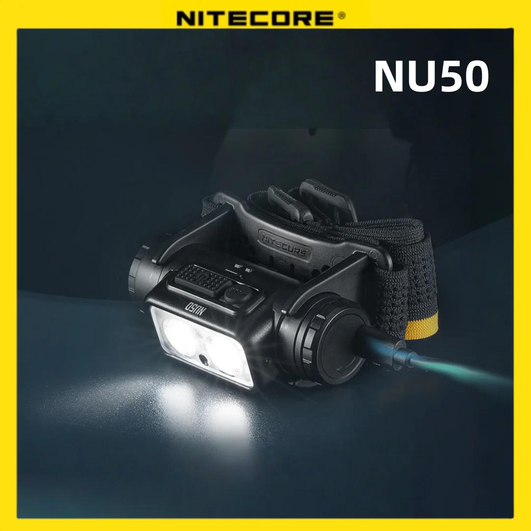 기존 Nitecore NU50 헤드램프 러닝 헤드 라이트 1400 루멘 경량 헤드램프 4000mAh 배터리 USB-C 충전식 ...