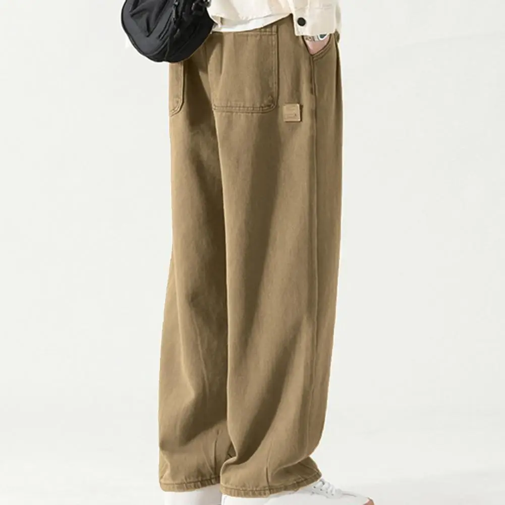 Solid-Color-Pants-Men-s-Wide-leg-Retro-Work-Pants-Breathable-Versatile ...