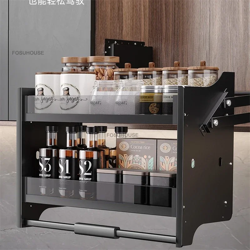 Lift-up Pull-out Basket Kitchen Cabinets Top and Bottom Buffered ...