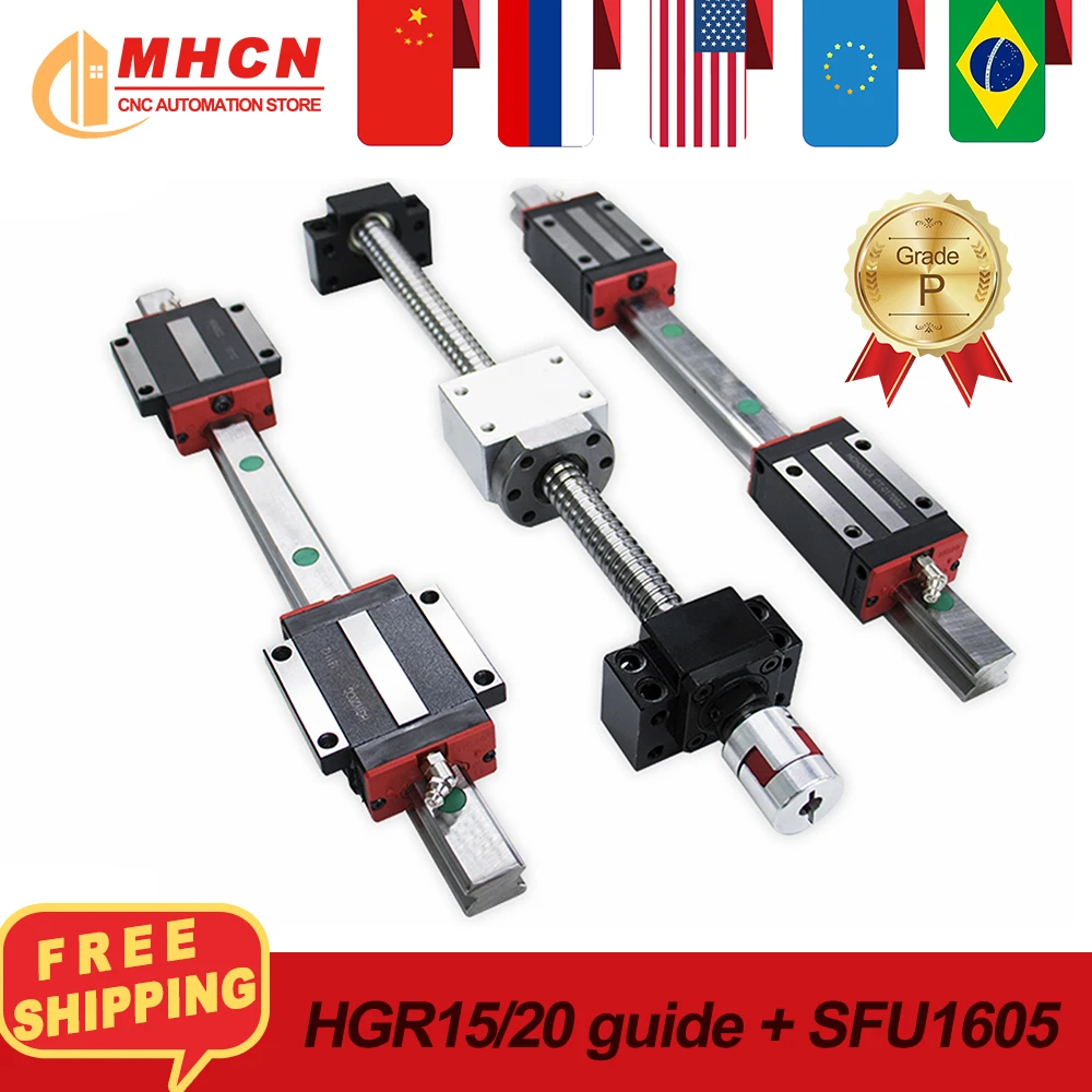 2 pcs HGR15 HGR20 Linear Guides +4 pcs HGH15CA HGH20CA Blocks Carriages ...