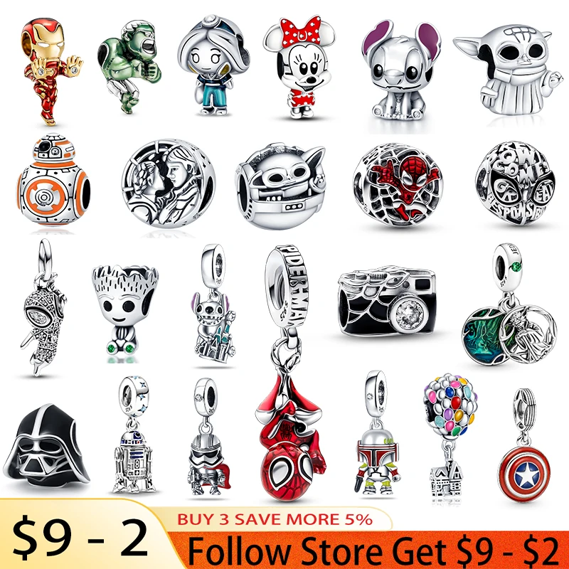 Genuine 925 Sterling Silver Spiderman Charm Plata De Ley for Pandora ...