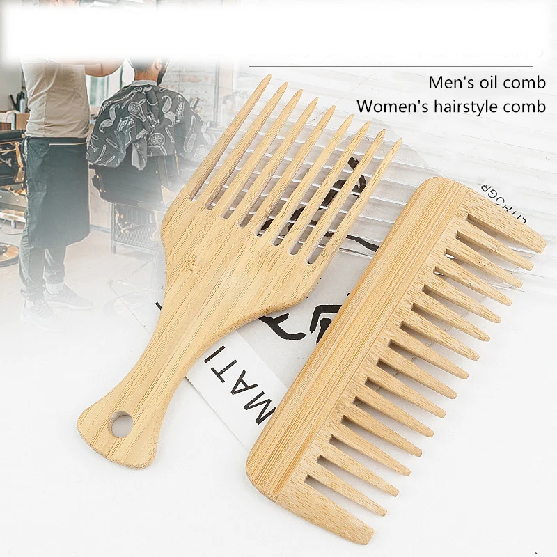 1Pcs-Natural-Bamboo-Wooden-Comb-Anti-Static-Afro-Fork-Combs-Beard-Comb ...